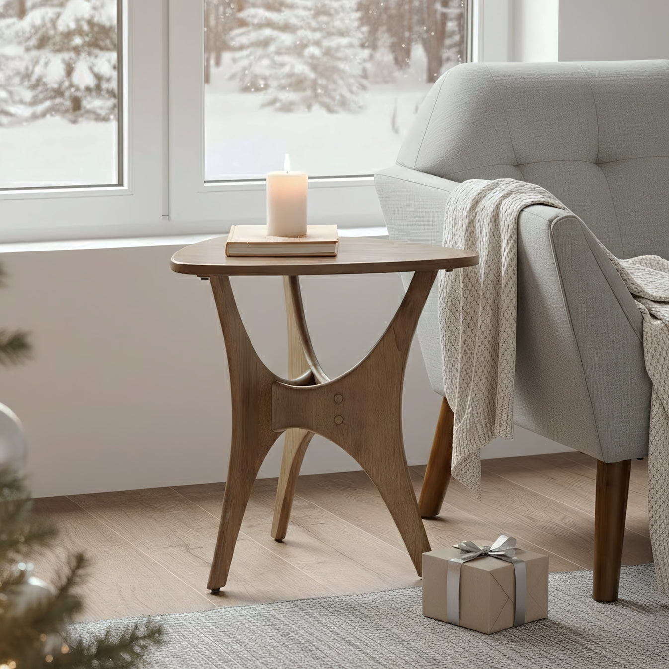 INK+IVY - Blaze Triangle Wood Side Table - Furniture